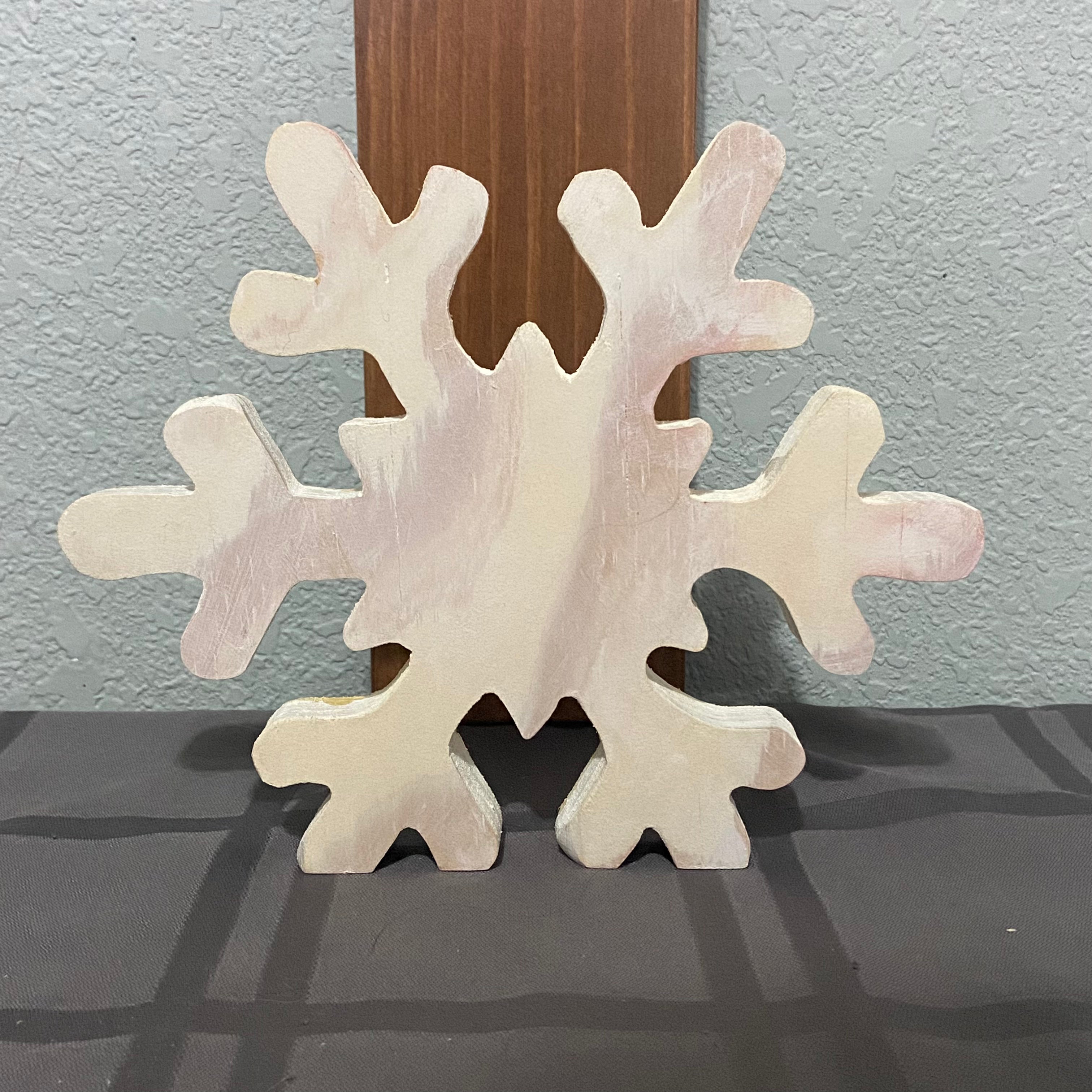 Handcut Wood Snowflake Shelf Sitter – Crafted by Bear